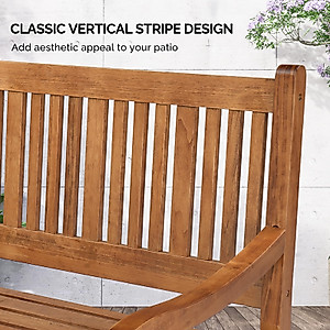 VINGLI 50" Outdoor Bench Patio Bench, Wood Front Porch Garden Bench for Yard Patio Park Outside, All Weather 800lb Capacity (Natural)