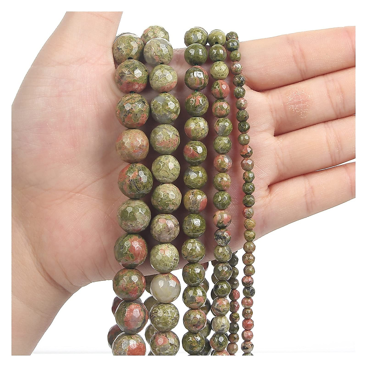 NHBT YU 4/6/8/10/12mm Natural Stone Green Stone Round Beads Loose Spacer Bead for Jewelry Making DIY Accessories T87 (Color : H8588, Item Diameter : 10mm)