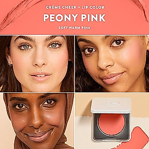 Honest Beauty 2-in-1 Creme Cheek Blush + Lip Color | EWG Verified, Vegan + Cruelty Free | Peony Pink, .1 oz