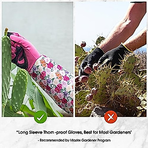 Long Gardening Gloves for Women/Men, Breathable Thorn Proof Rose Pruning Forearm Protection Gauntlet, Best Gifts for Gardeners with Yard & Outdoor Work, Recommended by Master Gardener Program