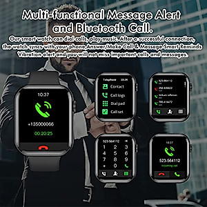 1.90'' with Smart Watches for Men(Answer/Make Calls), Fitness Tracker with Heart Rate Monitor/Bluetooth Call/Text Message/Sleep Monitor/Step Counter/IP68 Waterproof, Smart Watch for Android iOS Phones