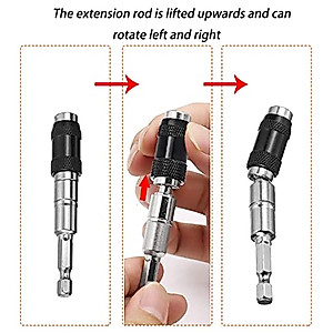 Saipe 2pcs Pivot Drill Bit Holder Set 1/4" Hex Pivoting Bit Tip Holder Quick Release Magnetic Screwdriver Bit Holder Screw Drill Tip Extension Rod for Tight Spaces or Corners, 88mm and 145mm Length