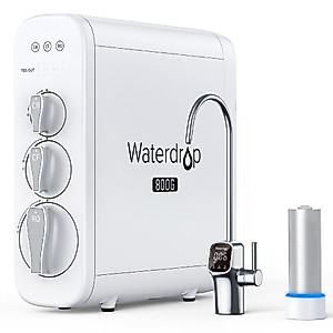 Waterdrop G3P800 Reverse Osmosis System, 800 GPD Fast Flow, NSF/ANSI 42 & 53 & 58 & 372 Certified, 3:1 Pure to Drain, Tankless Under Sink RO Water Filter System, LED Purifier, Smart Faucet