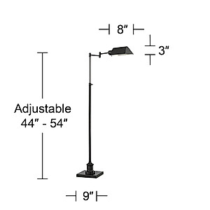 Regency Hill Jenson Traditional Adjustable Pharmacy Floor Lamp Standing Base Swing Arm 54" Tall Dark Bronze Metal Bright Downward Light for Living Room Reading House Bedroom