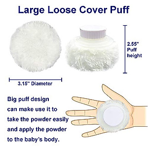 Storage Body Powder Container, Large 3.5" Fluffy Body After-Bath Powder Case, Baby Care Face/Body Villus Powder Puff Box, Makeup Cosmetic Talcum Powder Container with Hand Holder (White)