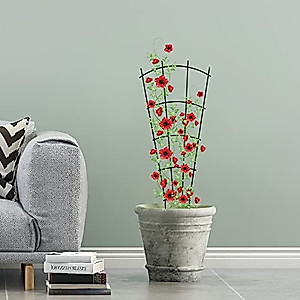 Thealyn 4 Pack 23'' Indoor Plant Trellis for Potted Plants Climbing, Outdoor Metal Garden Trellis Houseplants Flowers Vine Ivy,Fan Shape, Black