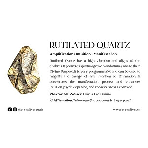 CRYSTALFY Rutilated Clear Quartz Crystal Phone Grip & Phone Stand: Authentic Natural Gemstone Swappable Top, Expandable Collapsible Holder for Smartphones and Tablets