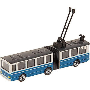 Trolley Bus Toy - 1:144 Scale Diecast Metal Model Russian Soviet Classic City Trolley Bus - Collectible Vintage Vehicle Pullback Toy Car Buses
