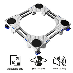 IREMMO Adjustable Base for Washer and Dryer Stand Upgrade Double Tube Movable with Wheels for Dryer Washing Machine Mini Refrigerator Stand