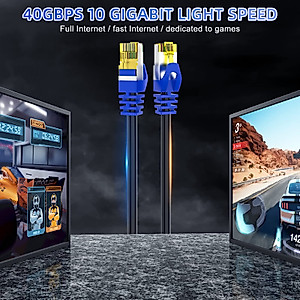 AoforzTech Cat 8 Ethernet Cable 30 ft,25 ft 50 ft 100 ft Heavy Duty High Speed Network Internet Cable,26AWG 40Gbps 2000Mhz,S/FTP Indoor & Outdoor Shielded LAN Cable-Waterproof(Black)