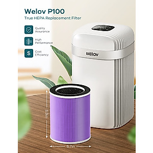 Welov P100 Air Purifier Pet Care Filter 2 Packs, 3-in-1 H13 True HEPA and High-Efficiency Activated Carbon Filter for Pet Dander Hair Pollen Dust Pet Odor, and Other Unwanted Smells