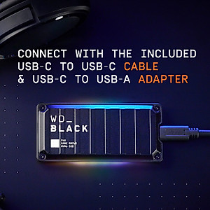 Western Digital 1TB P40 Game Drive SSD - Up to 2,000MB/s, RGB Lighting, Portable External Solid State Drive , Compatible with Playstation, Xbox, PC, & Mac - WDBAWY0010BBK-WESN