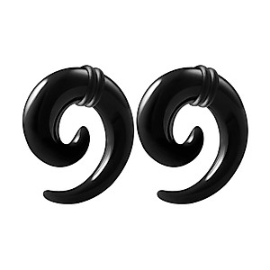 BIG GAUGES Pair of Black Acrylic Solid Spiral Coil Taper O-rings Piercing Jewelry Ear Plug Stretching Expander Earring (A002.3:Acrylic, 00 g 10 mm (2pcs))