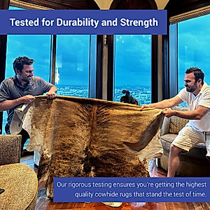 Cowhides Direct Genuine Cowhide Rug - Tricolor Cow Fur Rugs for Living Room, Bedroom & More - Authentic Cow Rug (7’x8’ Tricolor)