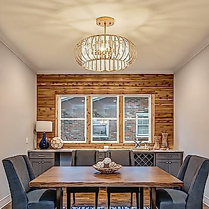 VIOLOEMI Modern Gold Close to Ceiling Light Fixtures, Crystal Semi Flush Mount Ceiling Light, Metal 3-Light Ceiling Lamp for Hallway Bedroom Living Room Dining Room(Bulb Not Include)