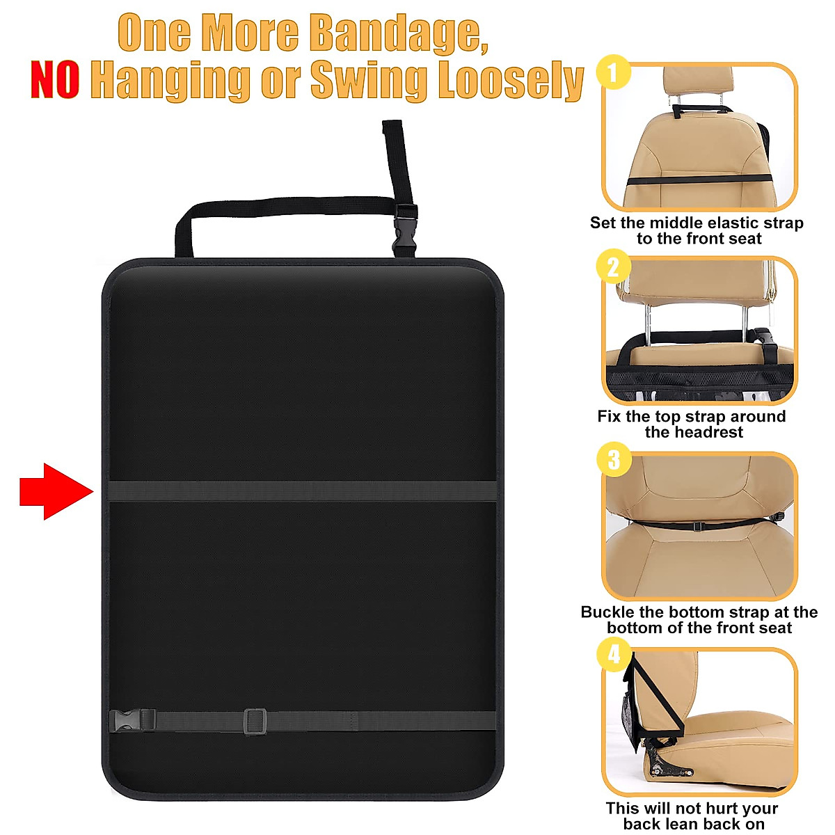 Kick Mats Back Seat Protector, 2Pack Waterproof Oxford Seat Back Protector, Car Seat Back Protector for Kids, Back of Seat Protector for Kids Feet Car Seat (2pc with Table Pocket)