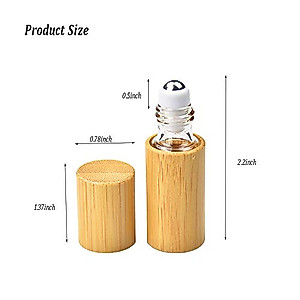 AUHOKY 12Pcs 5ml Bamboo Roll on Bottles for Essential Oils, Portable Massage Oil Bottle with Stainless Steel Roller Ball, Reusable Travel Perfumes Sample Lip Gloss Container (1 Opener)