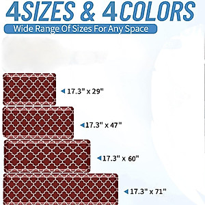 VRINO 0.75 InchThick Anti Fatigue Mats for Kitchen Floor ， Waterproof, Non Slip, Anti Fatigue Floor Mat ， for Kitchen, Office, Sink,Red-17.3×60""