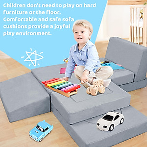 11pcs Kids Couch, Premium Toddler Couch for Child Teens, Play Couch for Bedroom Playroom Toy Living Room, Prefect Gift for Creative Girls and Boys