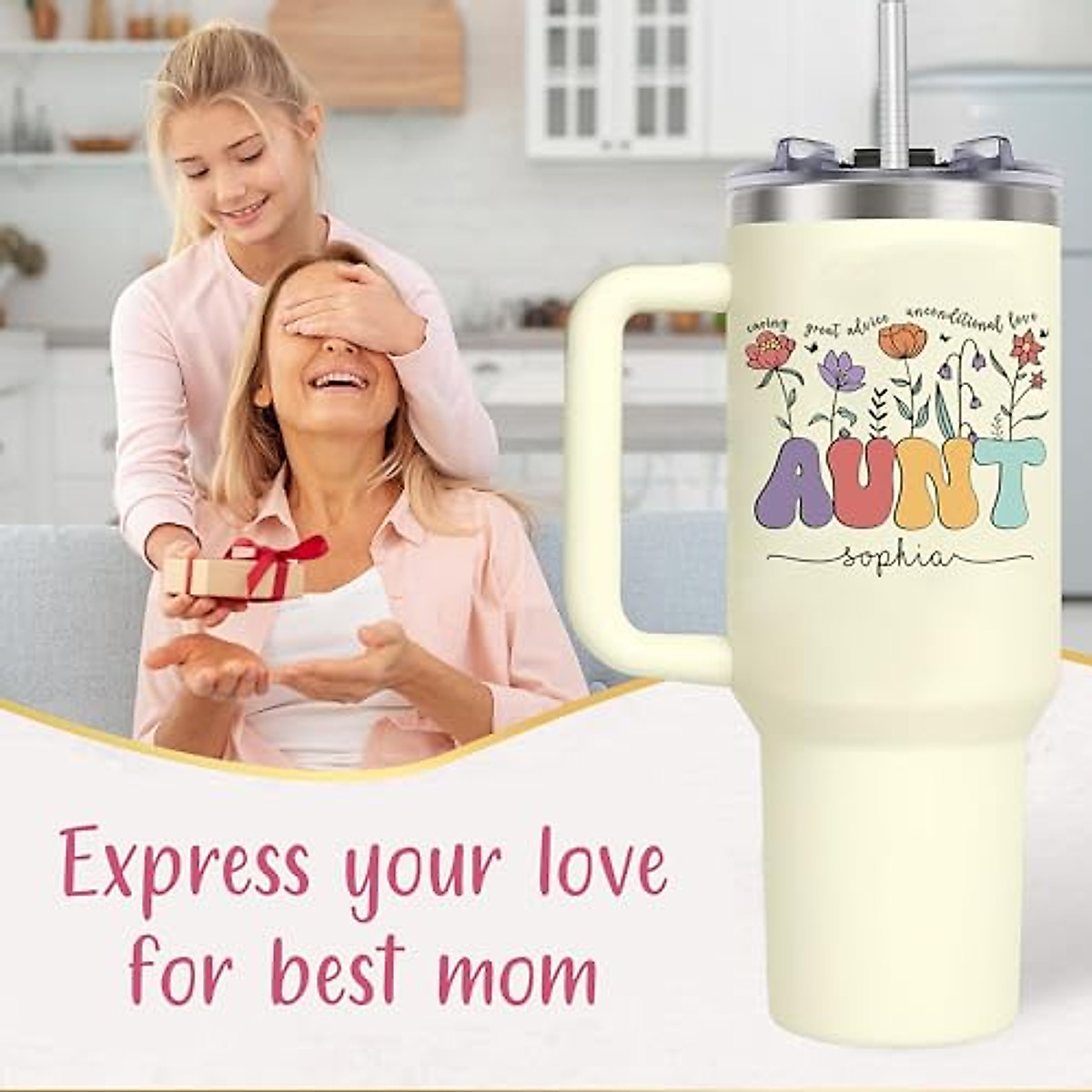 Noni Personalized Auntie Tumbler 40oz, Promoted To Aunt Gift Idea, Best Aunt Ever Present, Mother Day Gift For Auntie, Ideal For Birthday, Mothers Day, Christmas, Gifts Ready