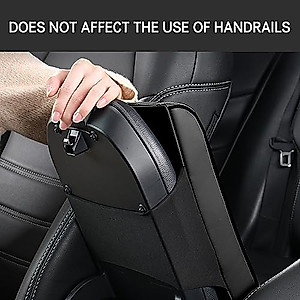 GKmow 1 PC Car Center Console Box Booster Pad, 12.99" x 8.26" x 1.96" Slow Rebound Memory Foam Leather Center Console Armrest Pad, Relieve Arm Fatigue, Suitable for Most Models (Black)