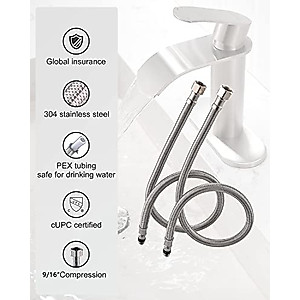 Gnixne Bathroom Sink Faucet Waterfall Bathroom Faucet Brushed Nickel Bathroom Faucets Suitable for 1 or 3 Hole Faucet for Bathroom Sink with 4-Inch Deck Plate