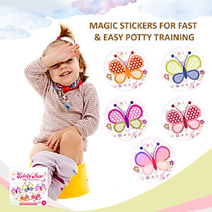 Potty Training Seat Magic Sticker Butterfly toddler Potty Training Toilet Color Changing Sticker 5 Pack Toilet targets with FREE potty e book | Use with/Without Potty chart or potty training watches