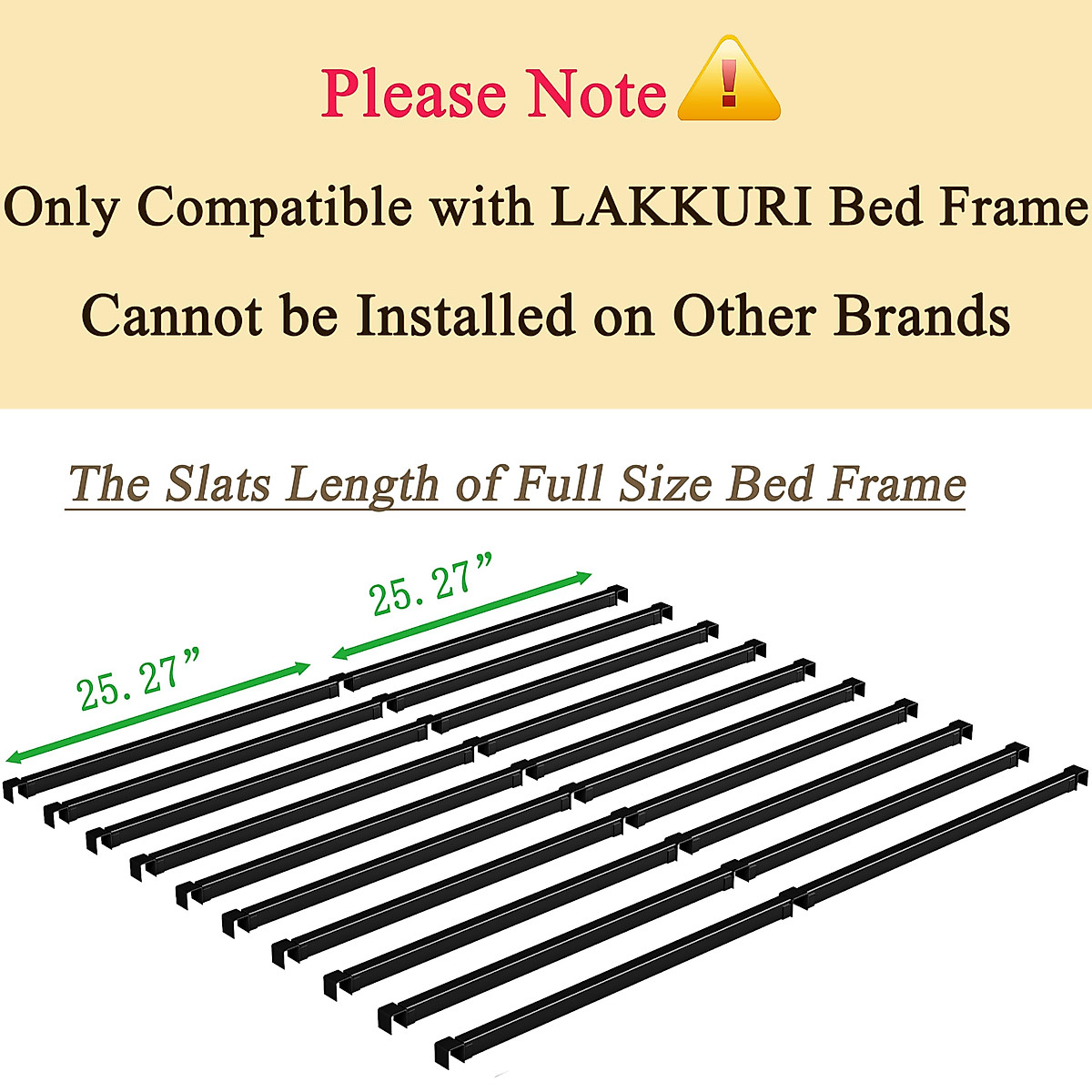 LAKKURI Metal Slats for Full Bed Frame, Full Bed Frame Slats Replacement for Extra Mattress Support, Easy Assembly, Enhance Support, Black