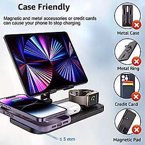 Wireless Charger 4 in 1 for Apple Wireless Charger for iPhone 14 Pro Max/13/12/11, AirPods Pro, iPad Stand, Watch Charger for iWatch Series 8/7/6/SE, Wireless Charging Station for Multiple Devices