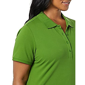 Amazon Essentials Women's Short-Sleeve Polo Shirt (Available in Plus Size), Light Olive, Large