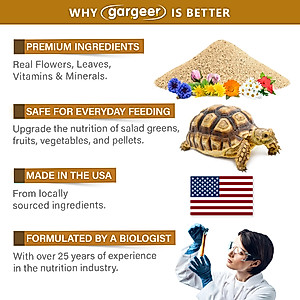 Gargeer 2oz Desert/Grassland Tortoise Food Supplement, Flower Salad Mix Topper. Supercharge Appetite, Health & Immune System. Complete Diet, Rich with Vitamins, Made in The USA. Enjoy!