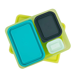 Bentology Snack Buddies - Mini Bento Snack Lunch Box w 4 Portion Control Meal Containers and Lids - BPA, PVC Free, Food Safe – On-the-Go lunchbox - Lime