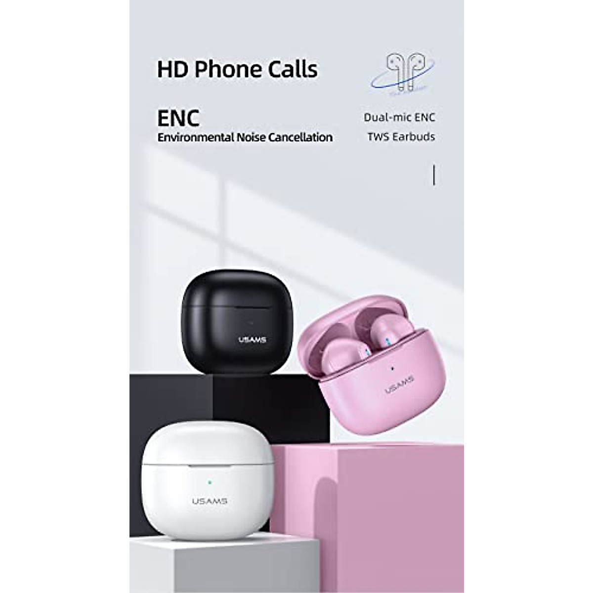 Wireless Earbuds Bluetooth 5.2Chip Bluetooth Earphones Earbud Noise Cancellation Sports Headphones with Charging Case Bluetooth Headphone Earbuds Gaming Ear Pods for Running 28hrs of Play Time (Pink)