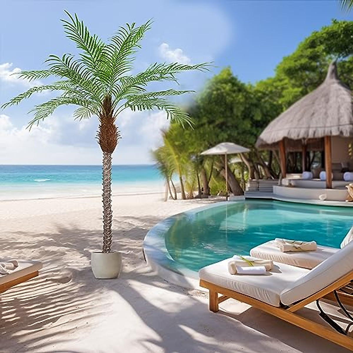 AnTing Artificial Palm Tree 8.5ft Tall Trees Plants 18 Leaves 102in Outdoor Palm Trees for Outside Patio Trees for Decor (Set of 2)