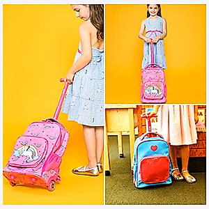 J World New York Kids' Sparkle Rolling Backpack, Sky Blue, One Size