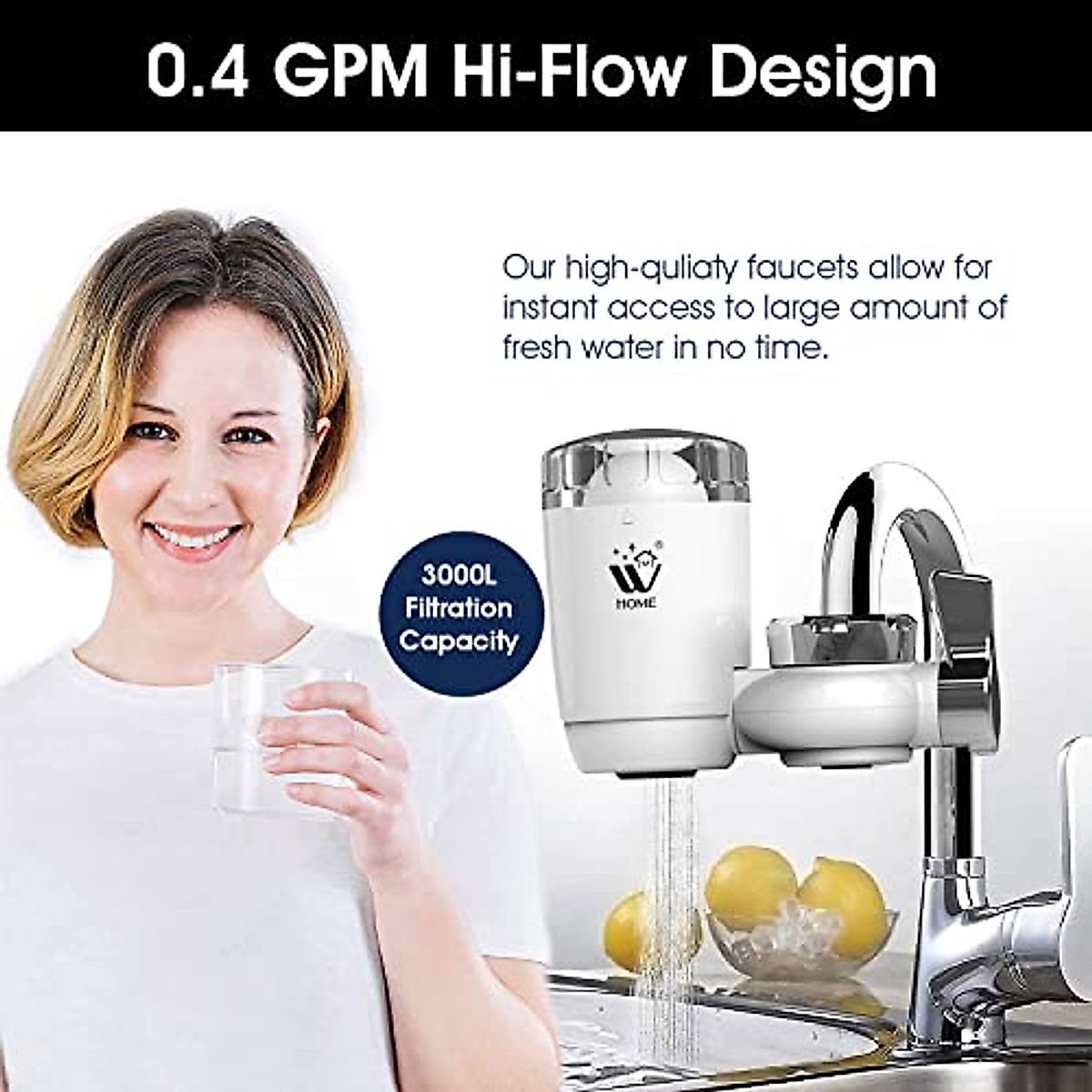 Faucet Filter, Effective Purification System, Reduces Lead & Bad Taste, BPA Free, Water Purifier, Pack of 1