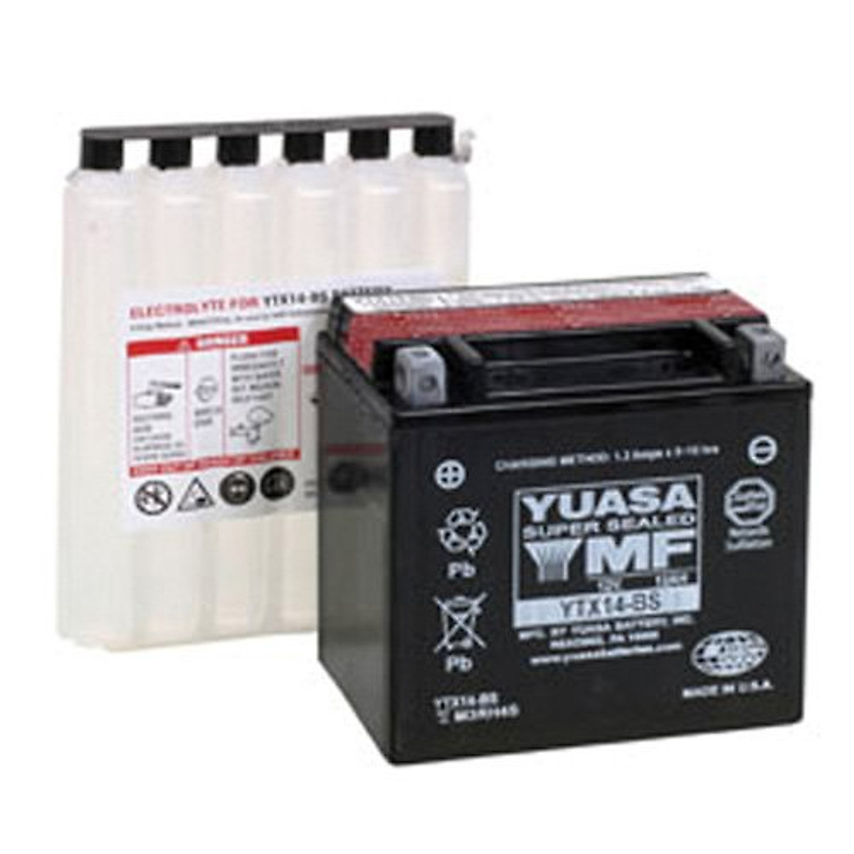 Yuasa YUAM3RH4STWN YTX14-BS Maintenance Free Battery with Acid Pack