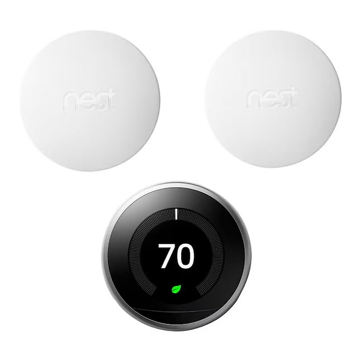 Google Nest 3rd Gen BH1252 Learning Wi-Fi Programmable Thermostat in Stainless Steel with 2 Sensors