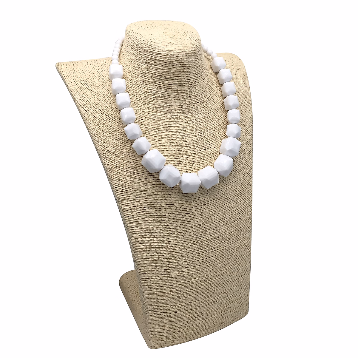 JHWZAIY White Beads Necklace, Costume Jewelry For Women Strand Necklaces, Acrylic African Beaded Necklace Chunky Statement, Halloween Necklaces (Necklace Earring + Bracelet Set)