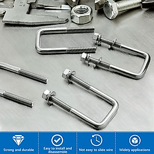 4 Pcs Hotop 304 Stainless Steel Square U-Bolt Boat Trailer U-Bolts with Washers and Nuts l Heavy Duty U Bolt for Sailboat Trailer Automobiles Industrial Part (1/2 D x 2 1/16 W x 4 3/4 Inch)