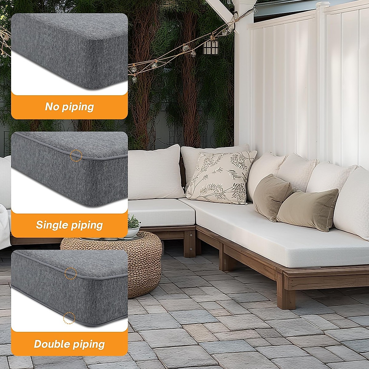 RULAER Custom Outdoor Bench Cushions Bay Window Cushions for Outdoor/Indoor Furniture Patio Chair Cushions Porch Swing Cushions Window Seat Cushions Indoor (Custom Color, Custom Size)