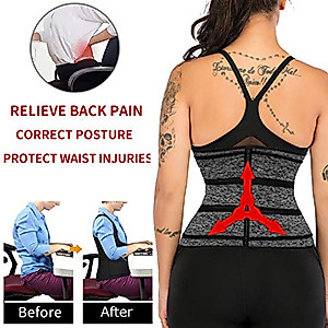 Women's Waist Trainer Corset Trimmer Belt Slimming Body Shaper Sports Girdle Waist Cincher Shapewear Grey