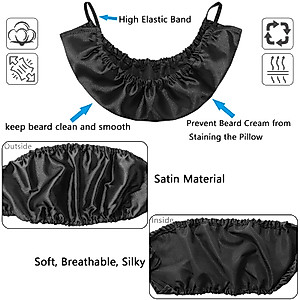 MIKIMIQI Men Beard Bandana, 3 Pack XL Size Men Beard Bib Black Beard Covers Soft and Silky Satin Facial Hair Apron Guard Bonnet Rag Man Bedtime Bib Beard Cap, Oversize for Big Long Beard
