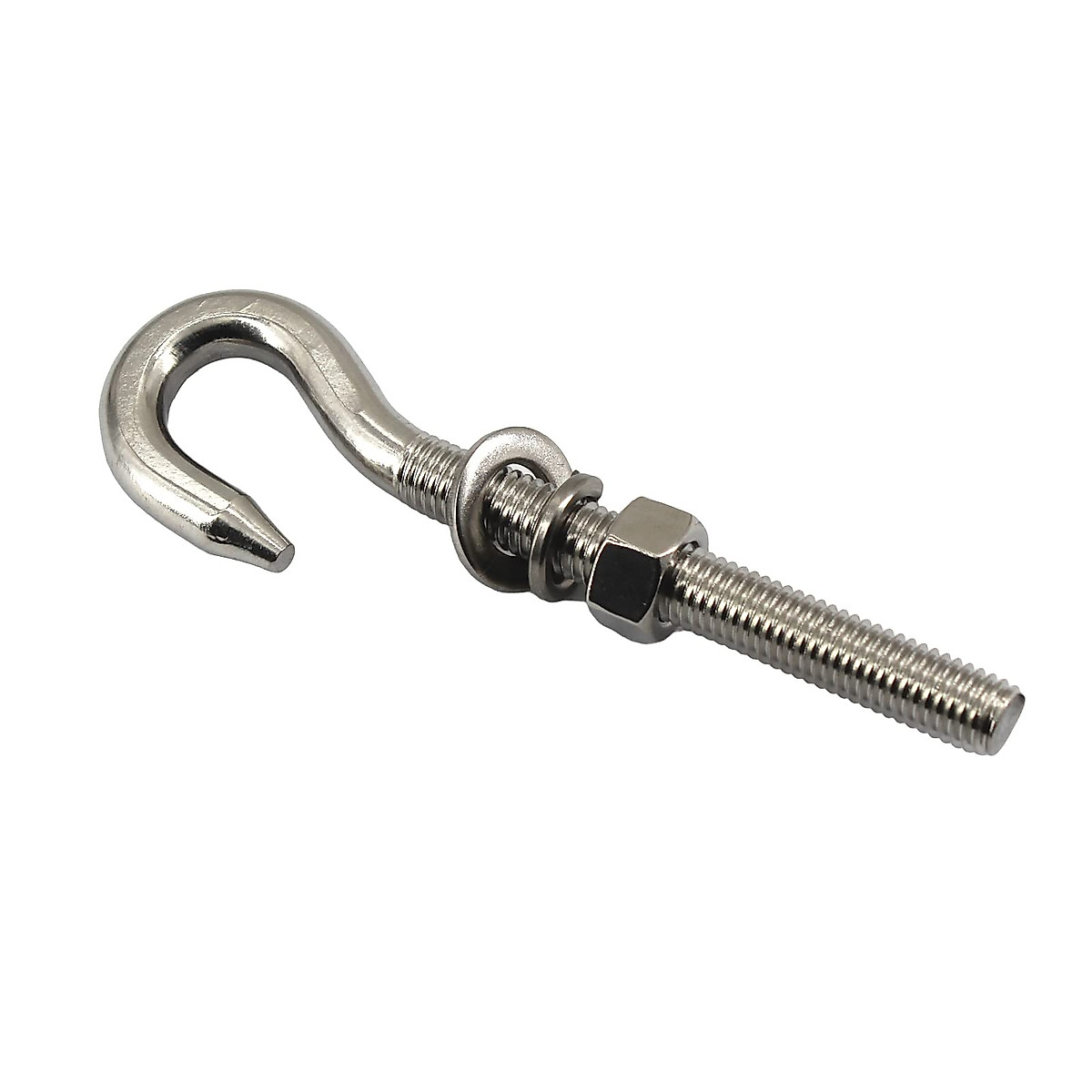 16Pcs M5 Stainless Steel Eye Bolt with Nut and Washers Long Shank Threaded Rod Round Hook Eyelet Bolt Screw