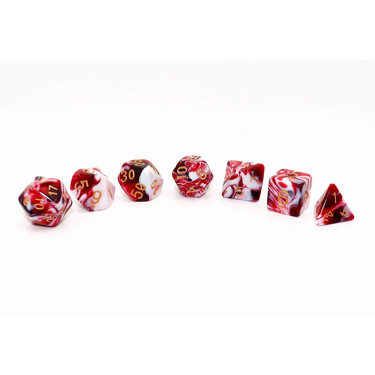 CREEBUY DND Dice Set Red Mix White Dice for Dungeon and Dragons D&D MTG 7-Die RPG Polyhedral Dice