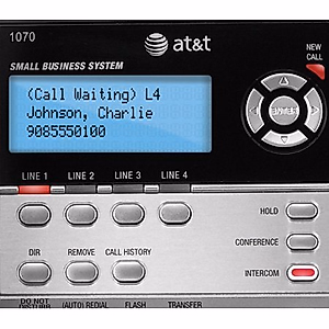 AT&T 1070 4-Line Expandable Corded Phone System with Caller ID/Call Waiting and Speakerphone, 1 Handset, Black/Silver