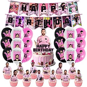Baeccheo Football Birthday Party Decorations, Birthday Party Supplies Set Include Happy Birthday Banner, Balloons, Cake Topper and Cupcake Toppers for Boys Girls Football Themed Birthday