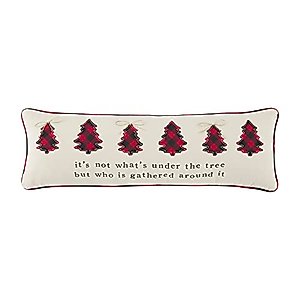 Mud Pie Check Tree Pillow, 11" x 35", Cream 96 Count