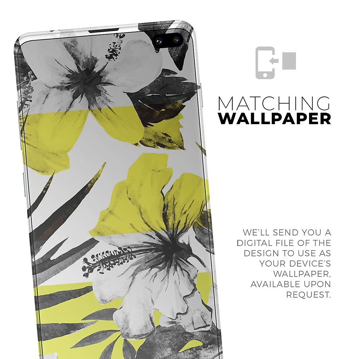 DesignSkinz Tropical BW Sun Floral Protective Vinyl Decal Wrap Skin Cover Compatible with The Samsung Galaxy S20 (Screen Trim & Back Glass Skin)