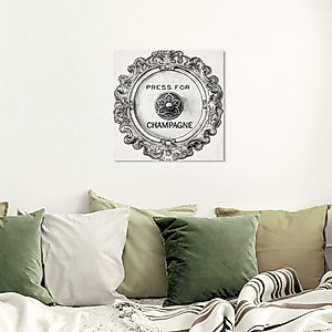 Wynwood Studio Drinks and Spirits Wall Art Canvas Prints 'Press Round' Champagne Home Décor, 20" x 20", Gray, White